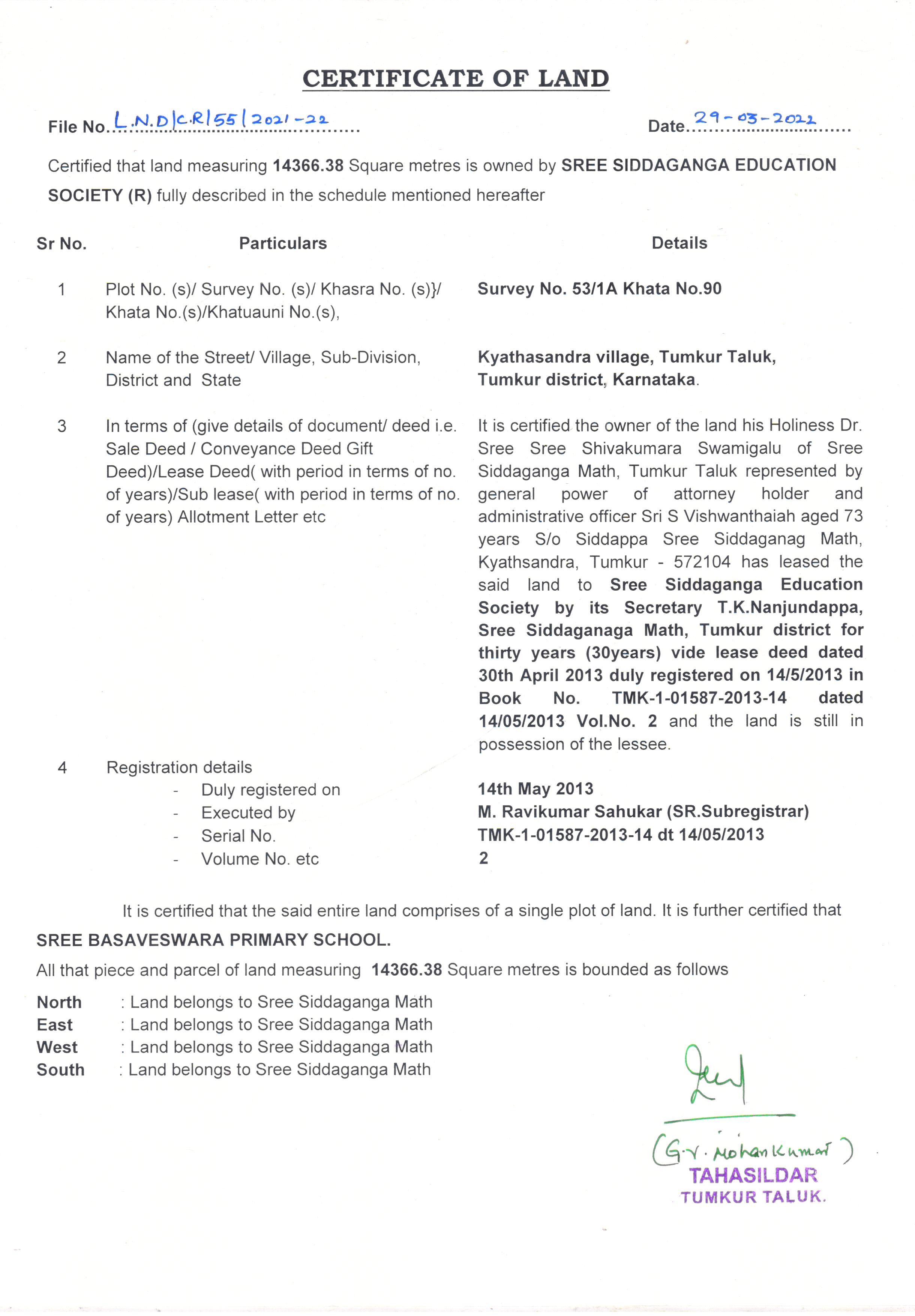 Land certificate